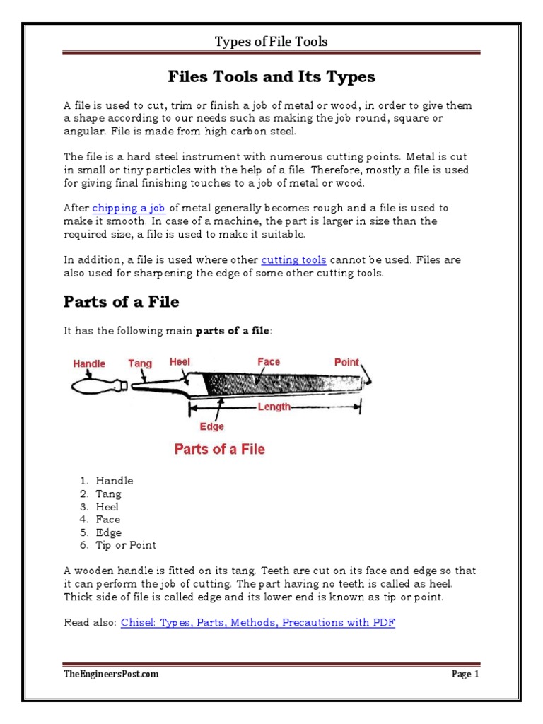 Files Tools and Its Types | PDF | Tools | Metalworking