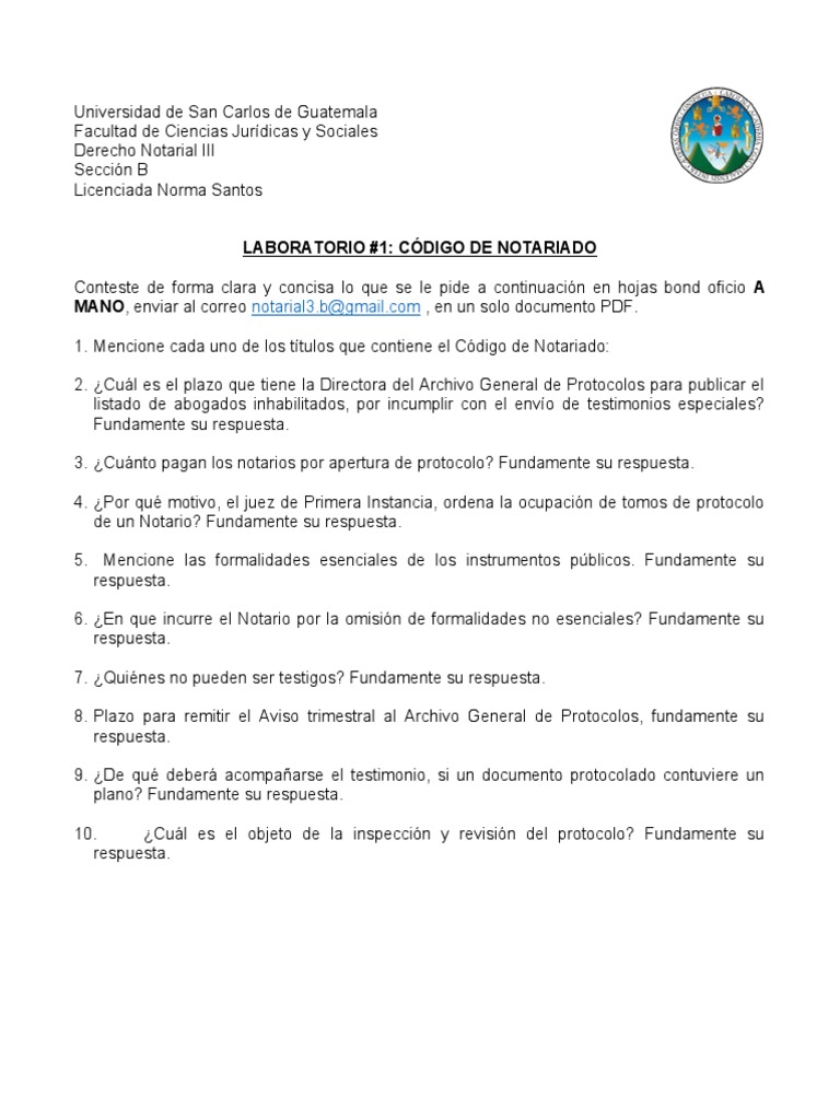 Laboratorio Código de Notariado Dto 314 | PDF