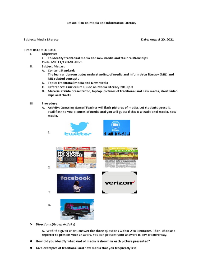 Media Literacy Lesson Plan Overview | PDF | Mass Media | New Media
