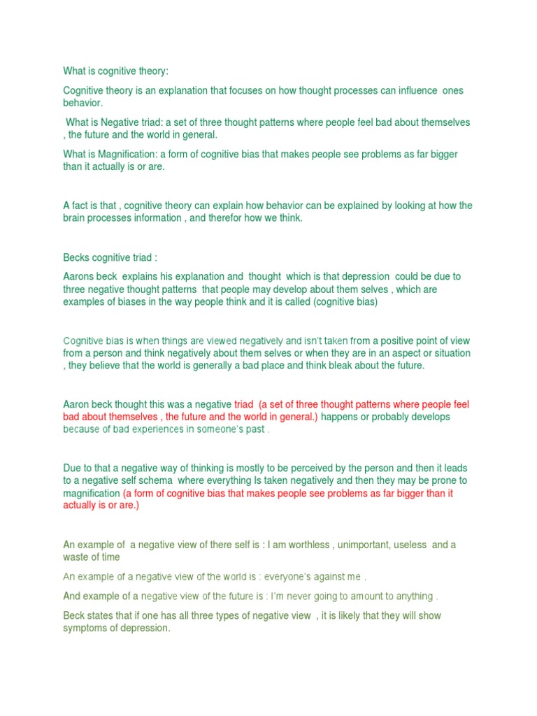 Cognitive Theory - Guide | PDF