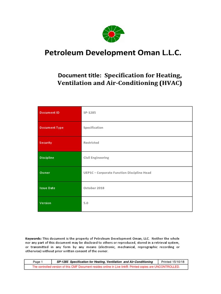 SP 1285 | PDF | Air Conditioning | Duct (Flow)