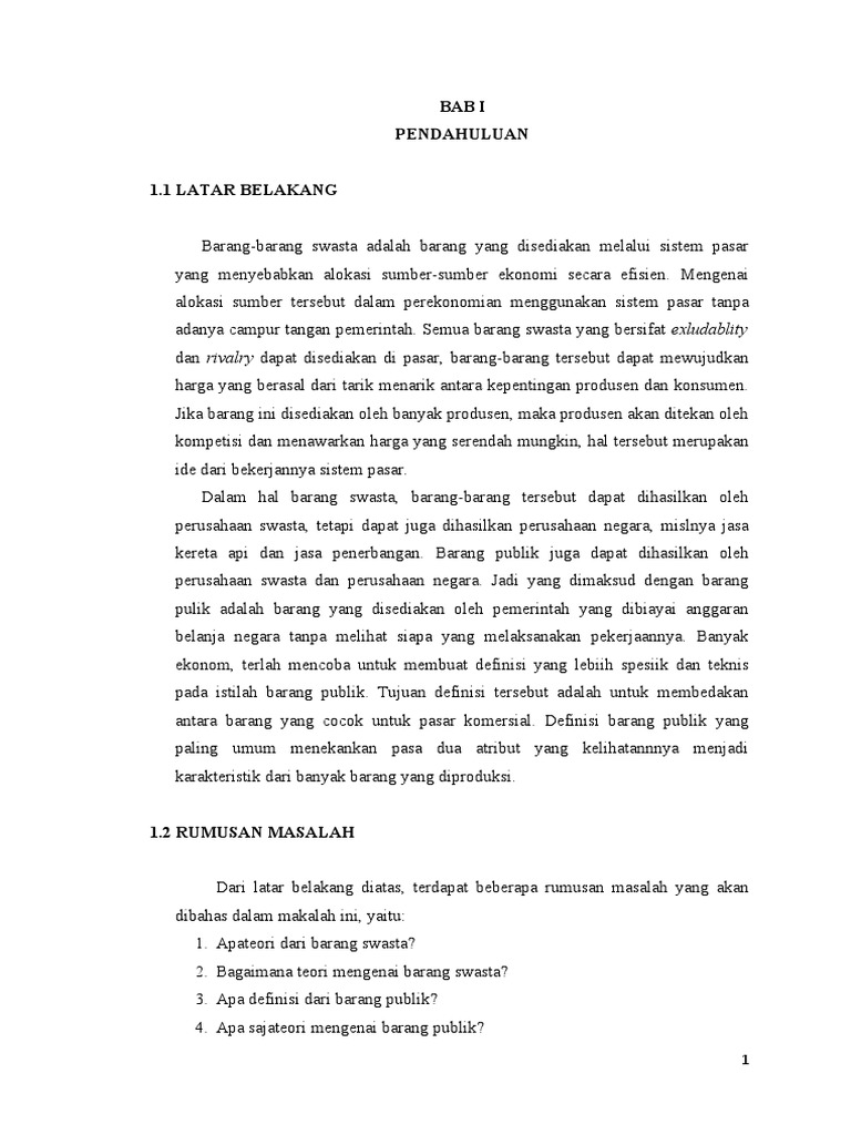 Barang Swasta Dan Barang Publik | PDF