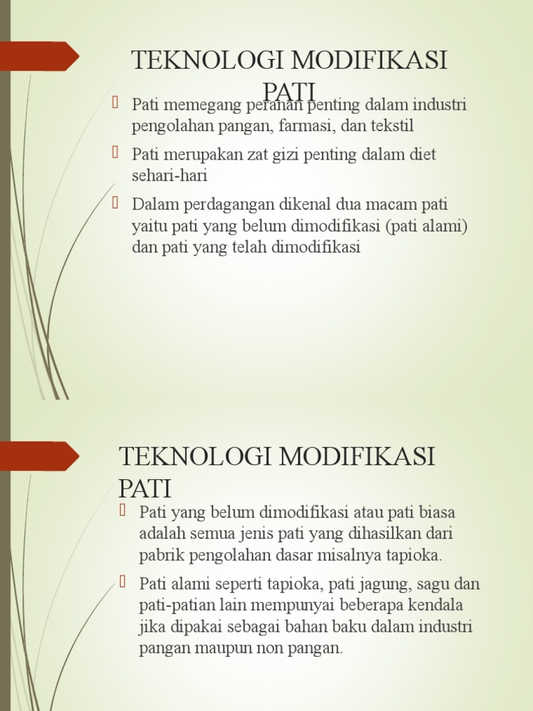 Teknologi Modifikasi Pati dan Aplikasinya | PDF | Memasak, Makanan ...