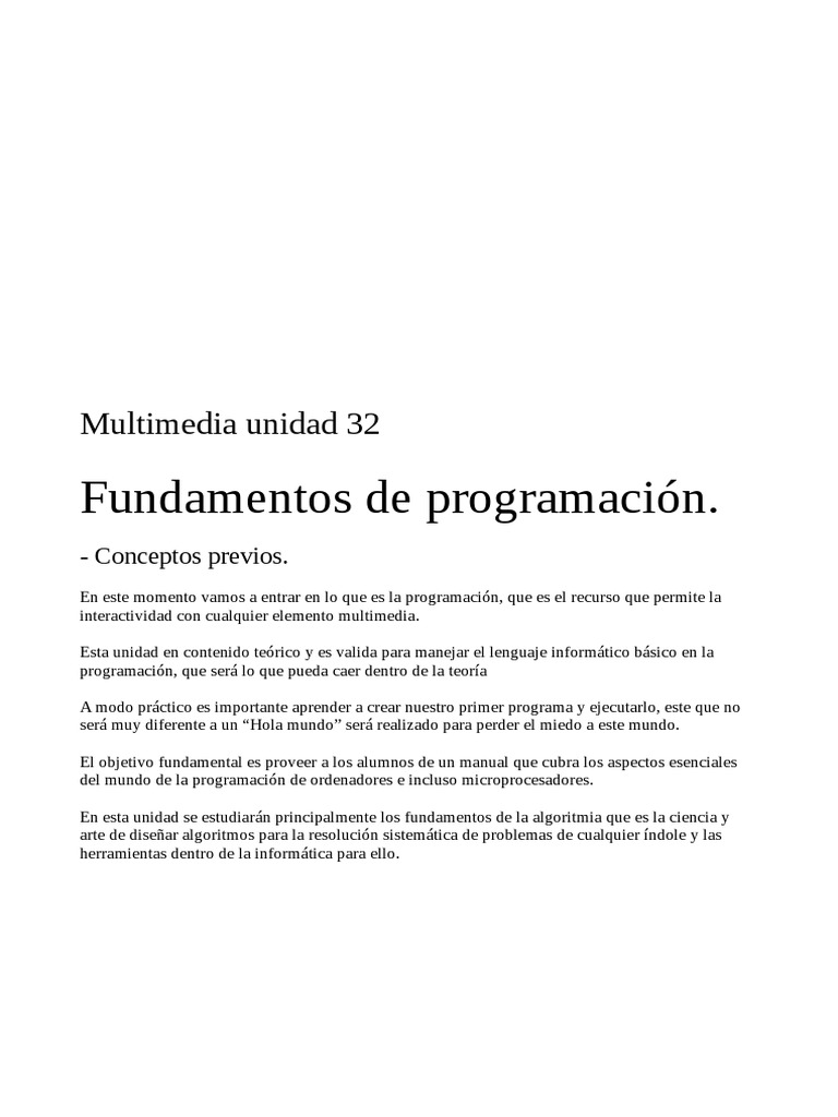 Multimedia para animación 32 - Teoría y práctica - Fundamentos de programación | PDF | Lenguaje ...