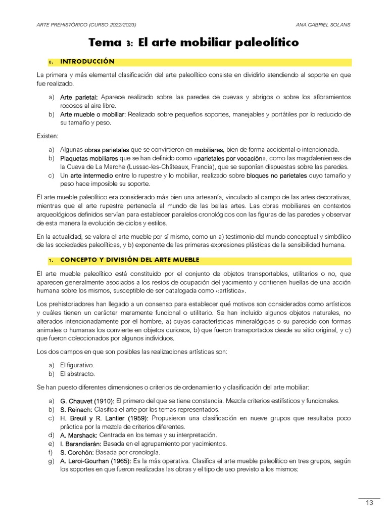 Arte Prehistórico UNED - Tema 03 - El Arte Mobiliar Paleolítico | PDF ...