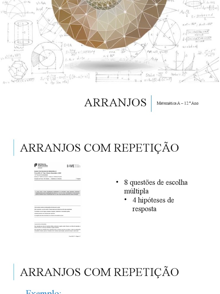 Arranjos com Repetição em Matemática | PDF