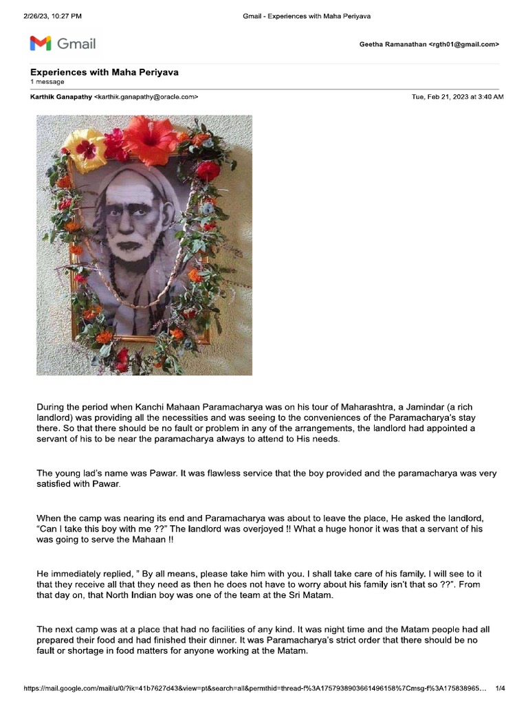 Experience of Mahaperiyava - Pawar & The Dharshan of Sri Anjaneya | PDF