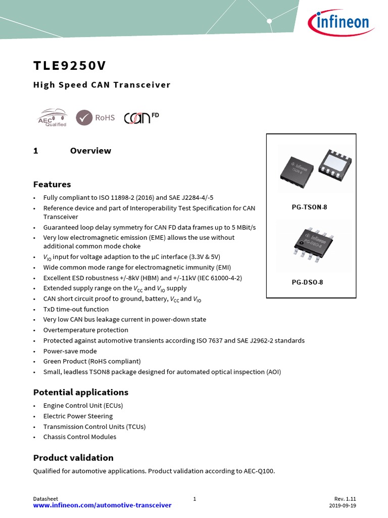 Infineon TLE9250V DataSheet v01 - 11 EN | PDF | Electronics | Computer Engineering