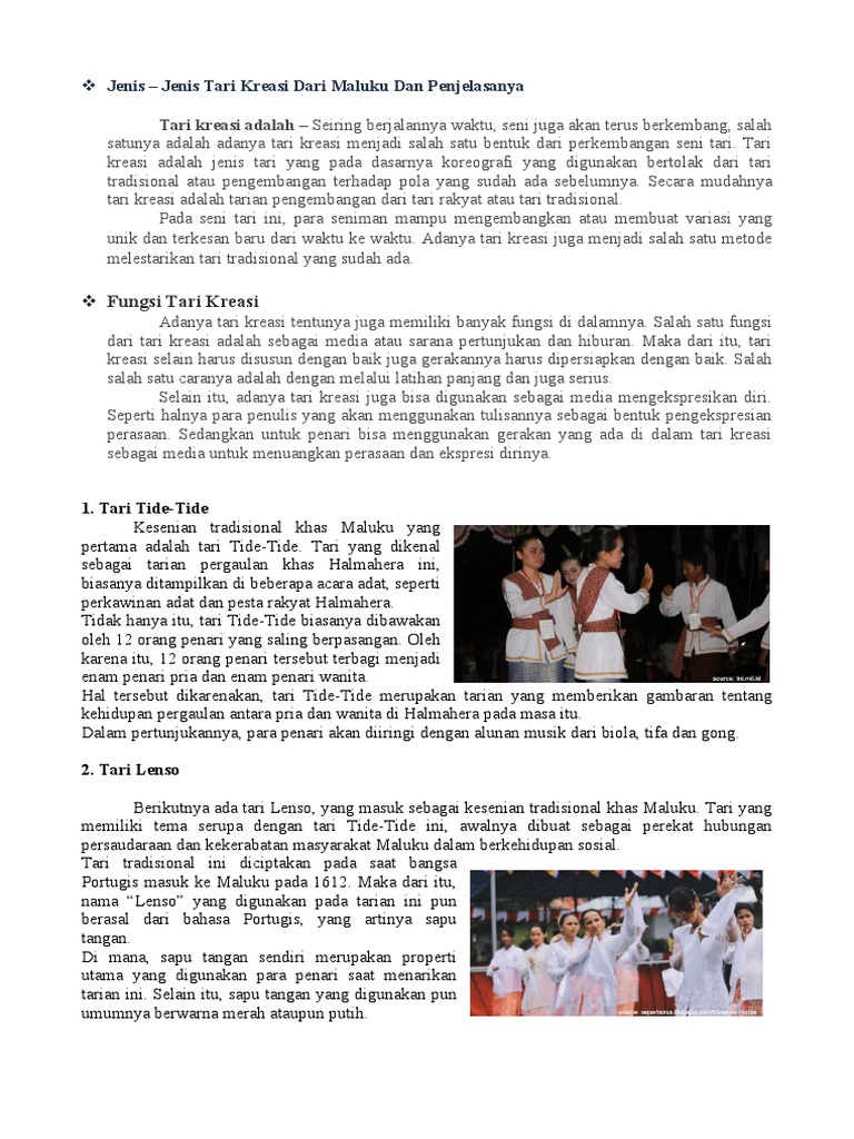5 Kesenian Tari Tradisional Khas Maluku | PDF | Ilmu Sosial | Seni