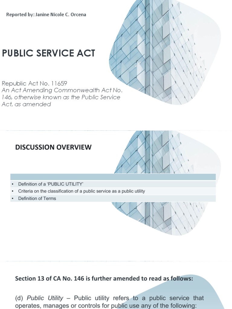 Amendments to Public Service Act | PDF | Concession (Contract) | Public ...