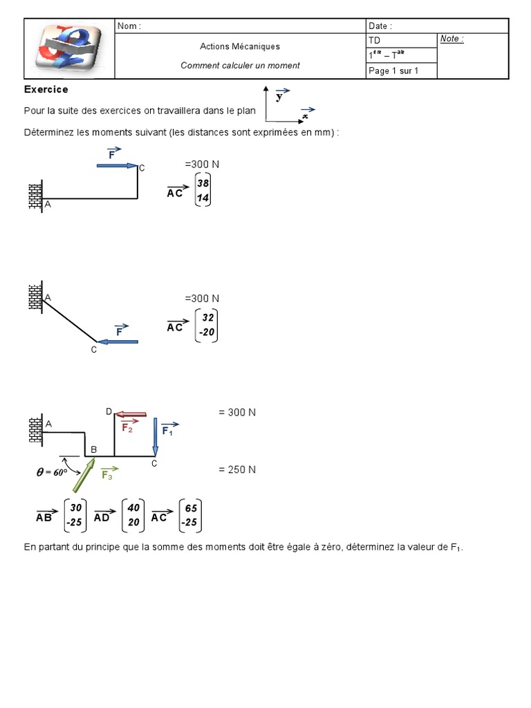Calcul des moments en mécanique | PDF