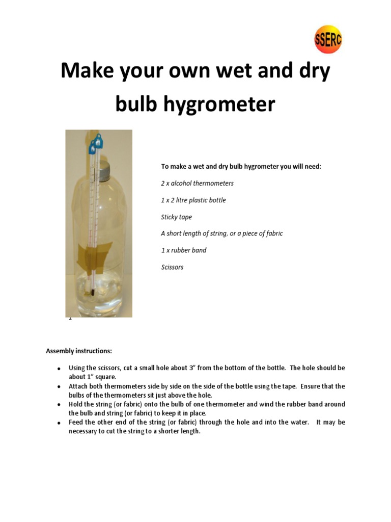 DIY Wet and Dry Bulb Hygrometer Guide | PDF | Humidity | Atmospheric ...