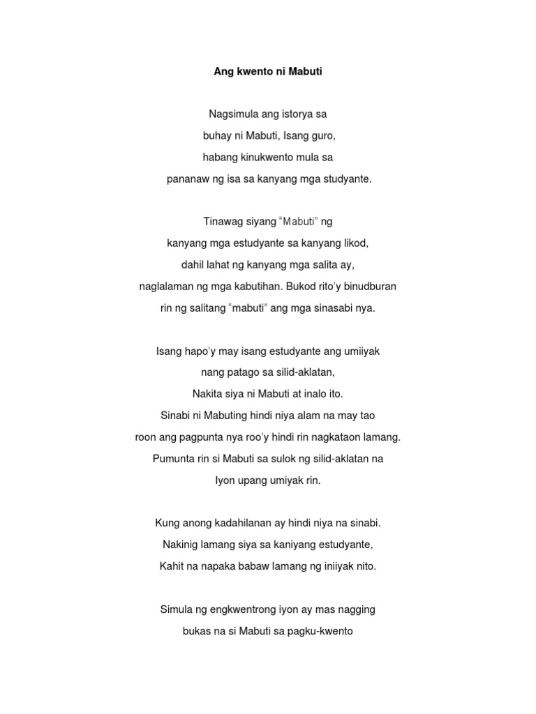 Ang Kwento Ni Mabuti | PDF