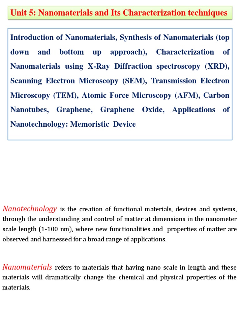 Unit 5 Nanomaterials and Its Characterization Techniques | PDF | Carbon Nanotube | Scanning ...