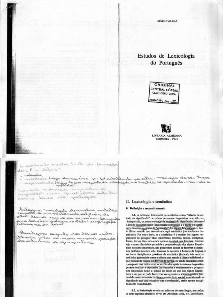 VILELA - 1994 - Lexicologia e Semântica - Estudos de Lexicologia Do ...