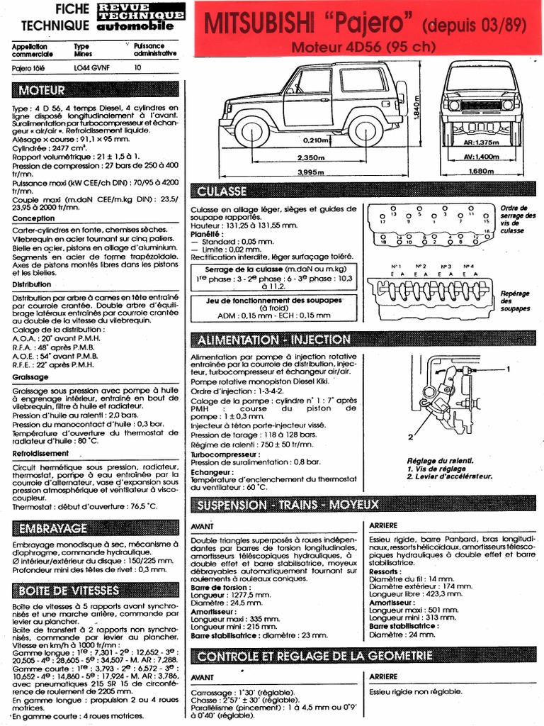 Fiche - Technique Pajero | PDF