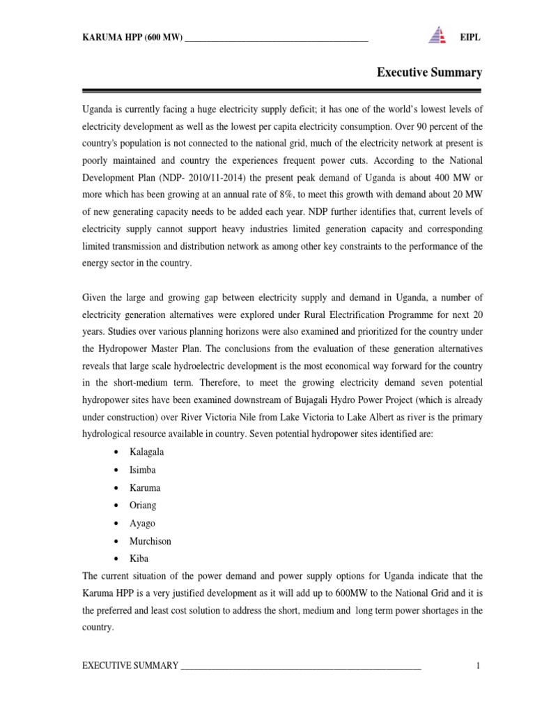 Karuma Hydropower Project Overview | PDF | Environmental Impact ...