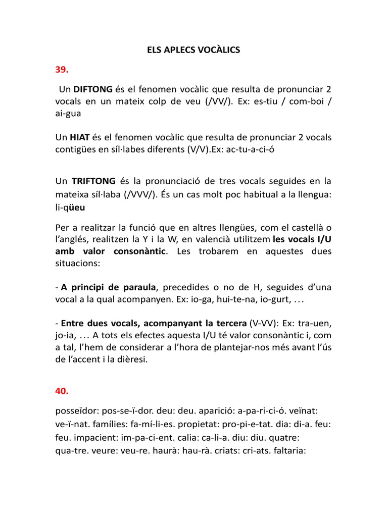 Correcció Els Aplecs Vocàlics | PDF
