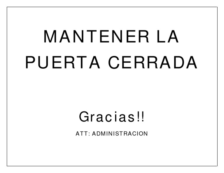 Mantener La Puerta Cerrada: Gracias!! | PDF