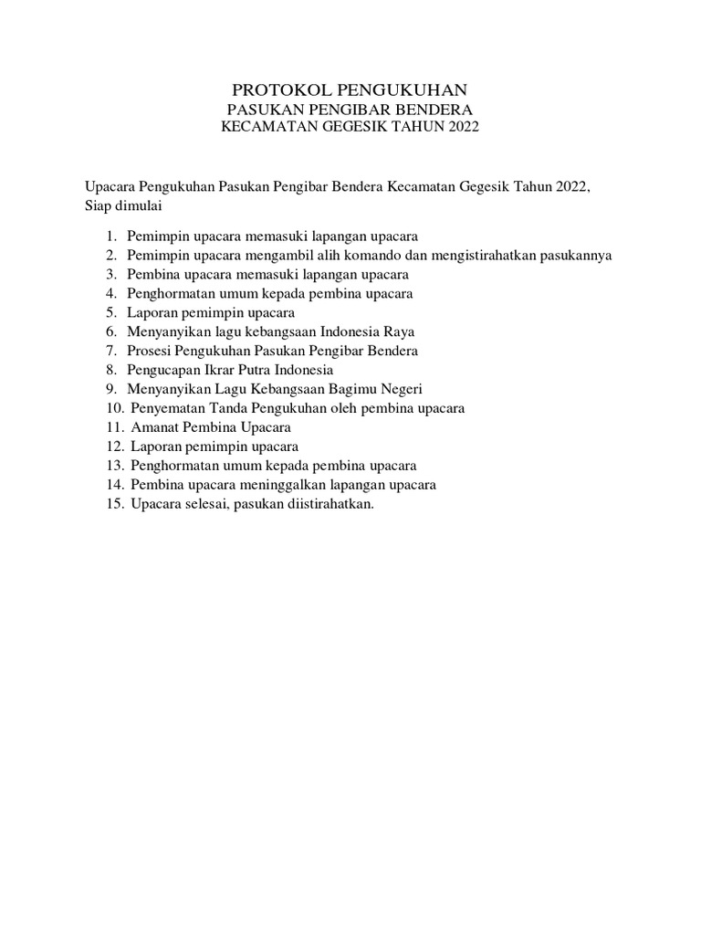 Protokol Pengukuhan | PDF