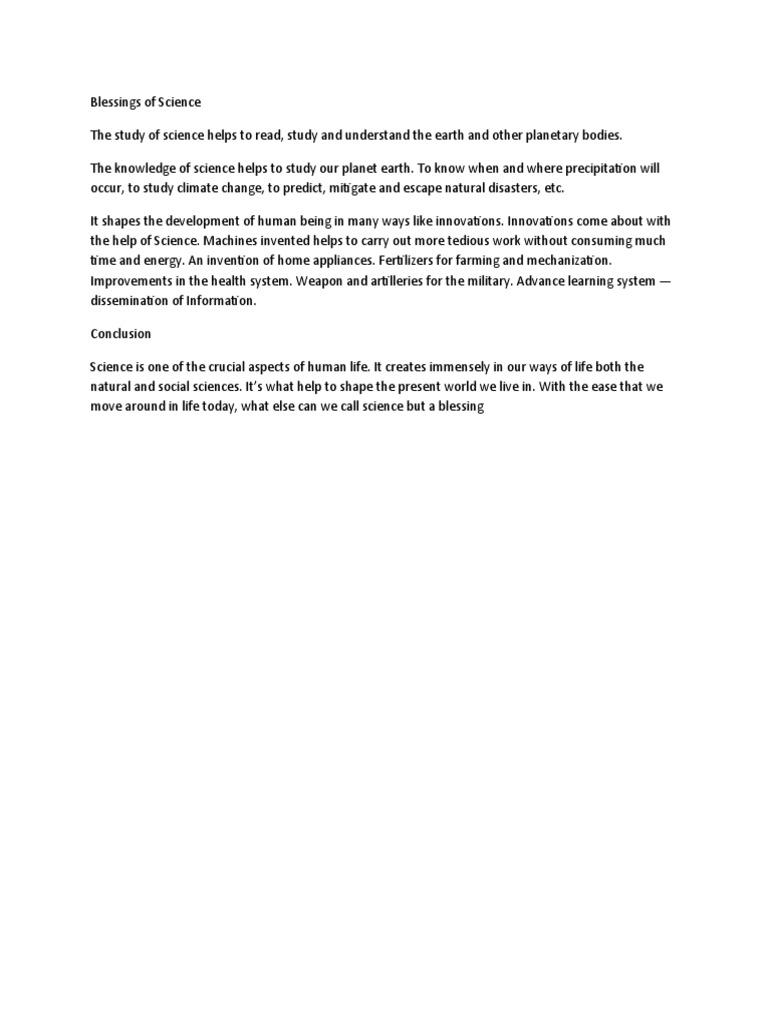 Blessings of Science | PDF