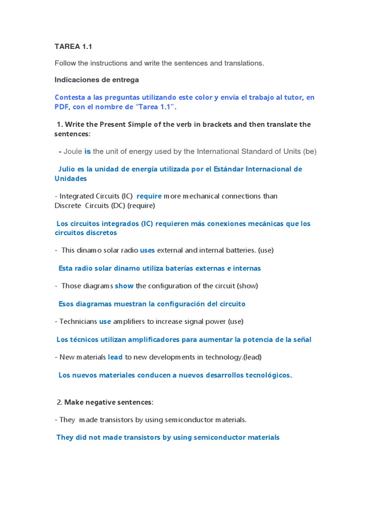 INgles - TAREA 1.1 | PDF | Passivity (Engineering) | Electronic Circuits
