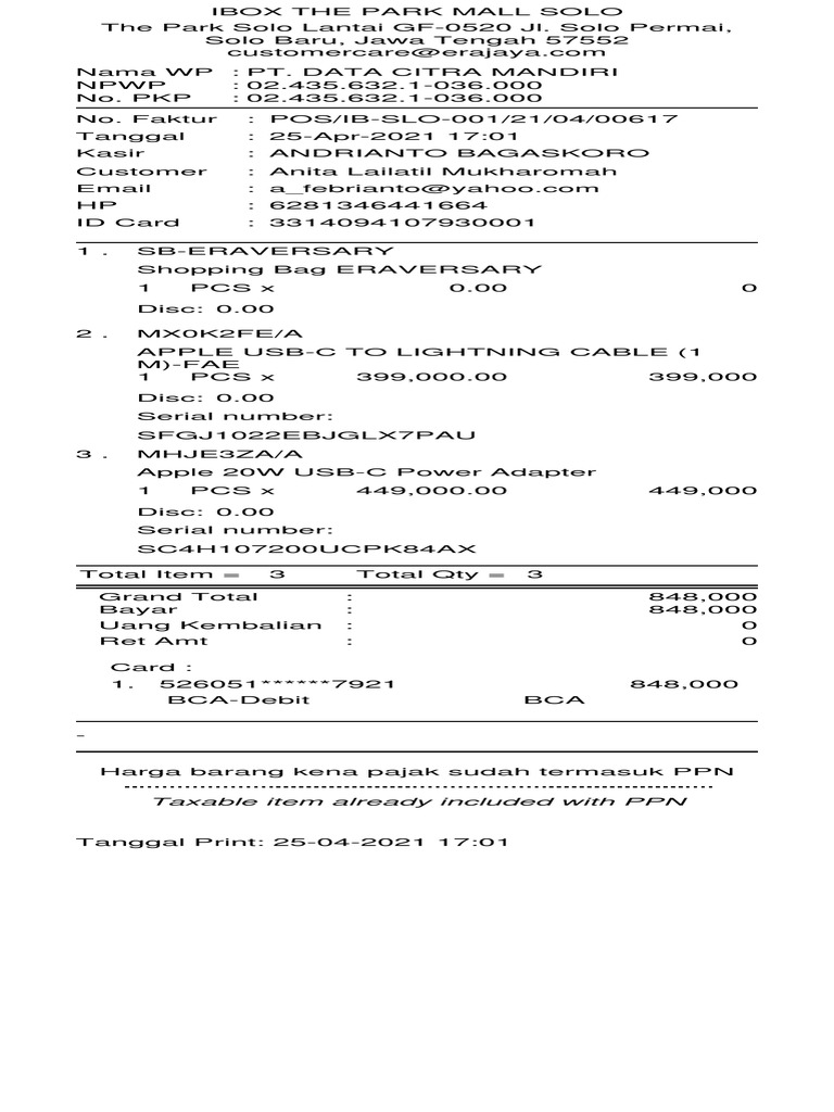 BCA Finance Receipt - Solo Baru Purchase | PDF | Finance & Money Management