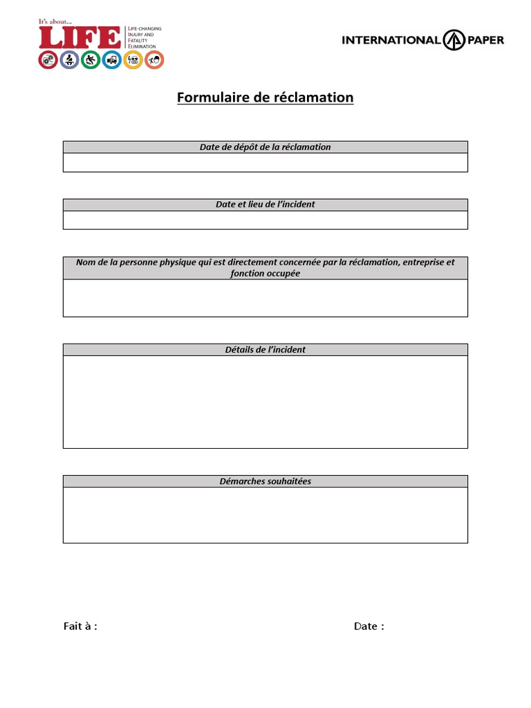 Formulaire de Réclamation Client | PDF | Droit