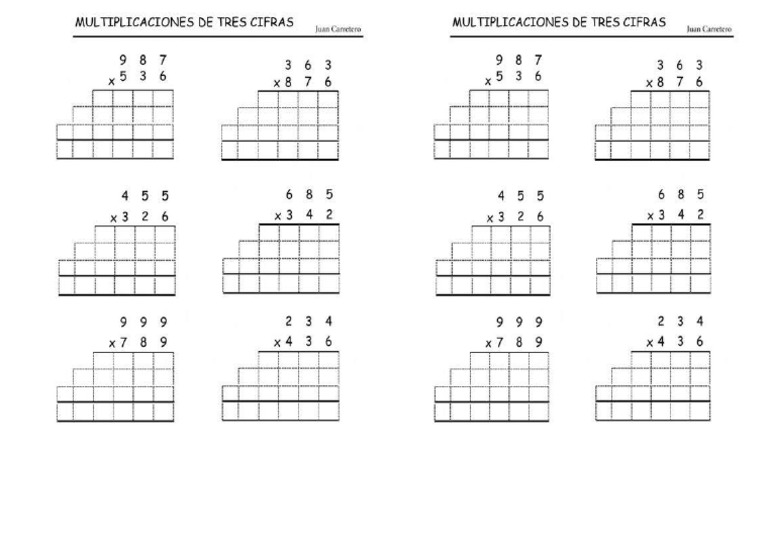 Multiplicacion Por 3 Cifras | PDF