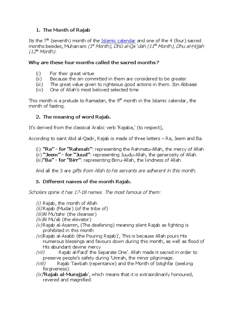The Month of Rajab. 2 | PDF | Muhammad | Forgiveness