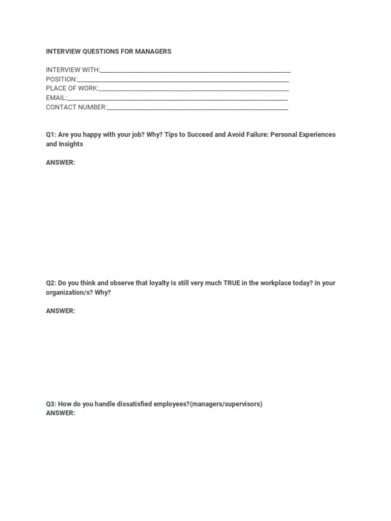 Interview Questions For Managers | PDF