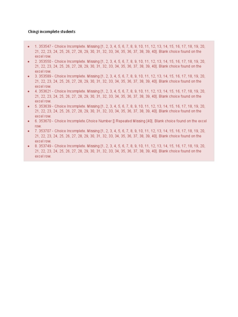 Chingi Incomplete Students Chingi | PDF