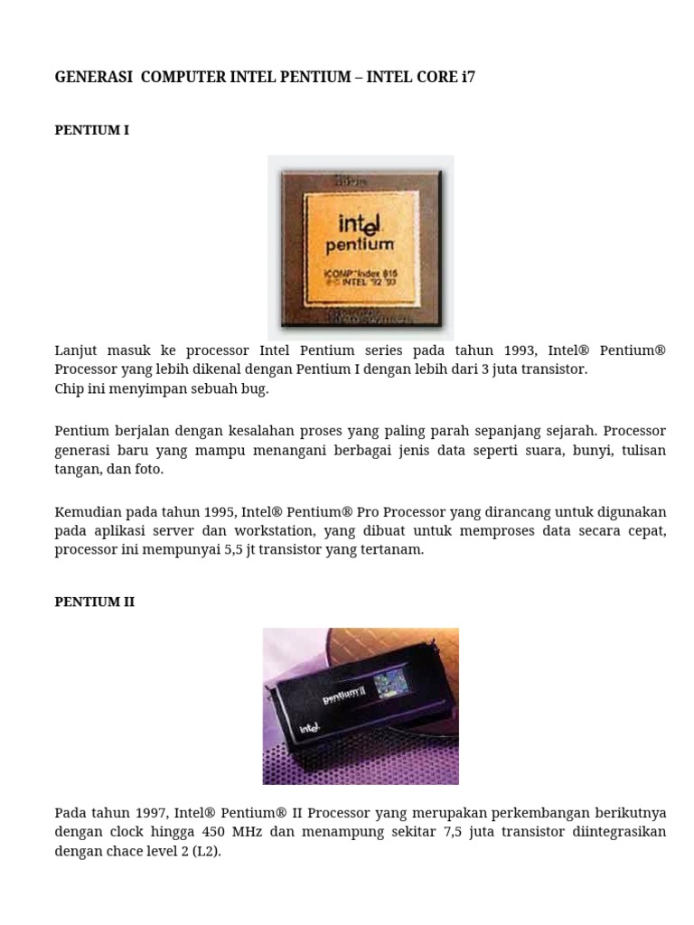 Generasi Computer Intel Pentium | PDF