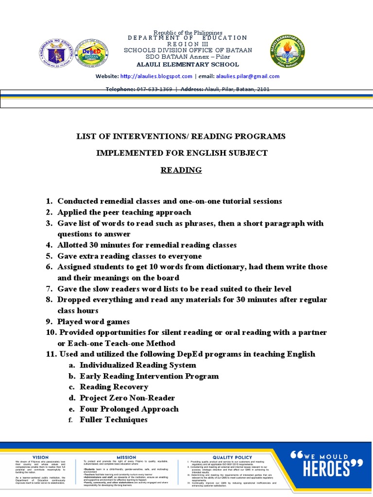 Reading Programs Practices Alauli | PDF | Human Communication | Learning