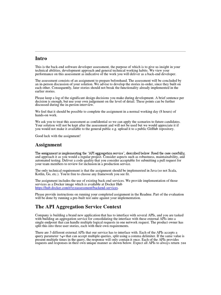 Assessment Backend Java | PDF | Json | Information Technology Management