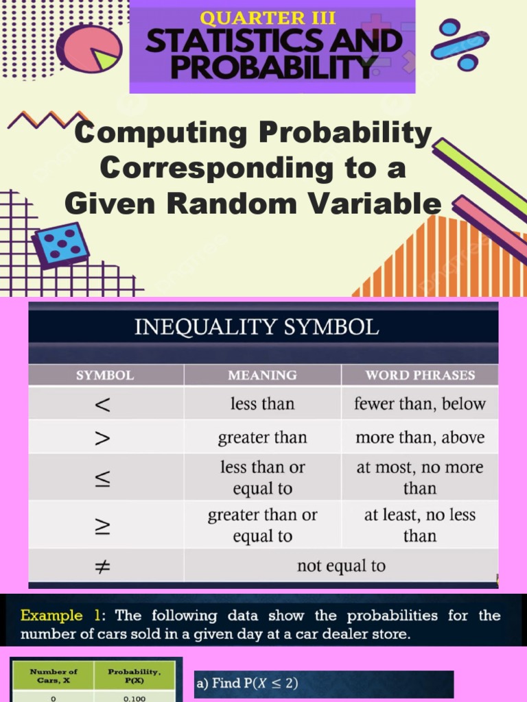 W2 - Computing Probability Corresponding To A Given Random Variable | PDF W2 - Computing Probability Corresponding To A Given Random Variable | PDF