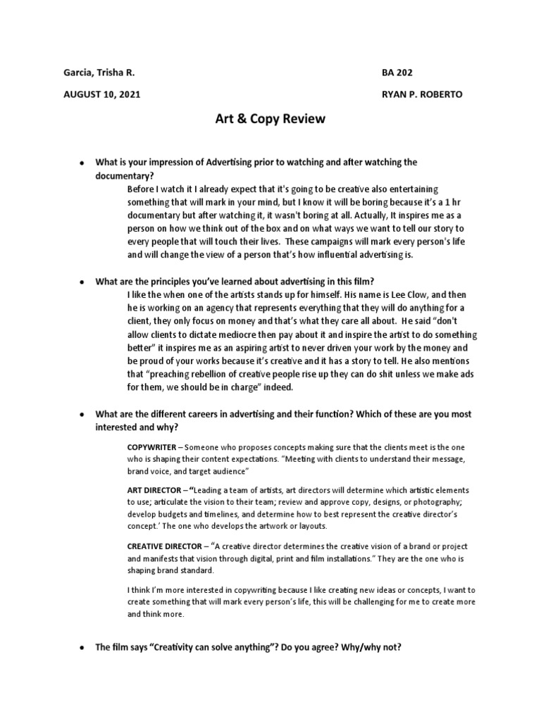 Art & Copy Review | Download Free PDF | Creativity | Advertising