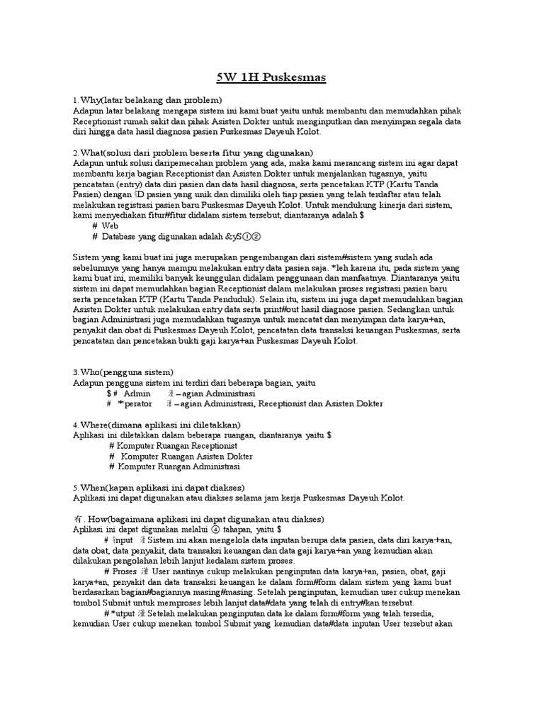 5W 1H Puskesmas | PDF