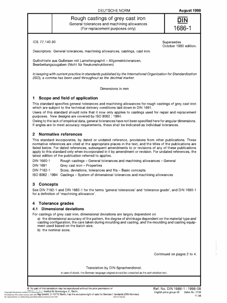 Iso 1686-1 1998 | PDF | Engineering Tolerance