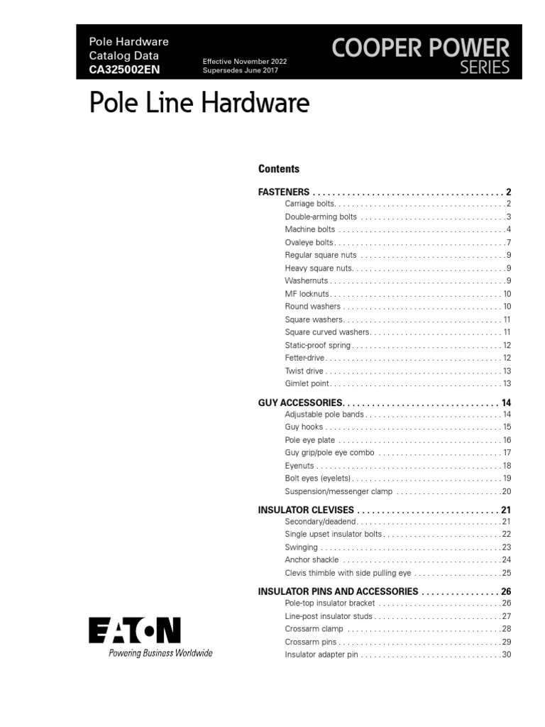 Cooper Eaton Poleline Hardware Updated | PDF | Screw | Nut (Hardware)