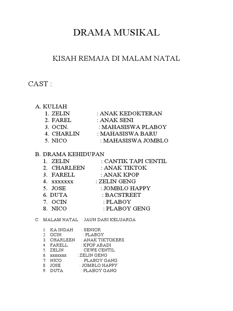 DRAMA MUSIKAL Mental Health | PDF | Kajian Bahasa Asing | Seni
