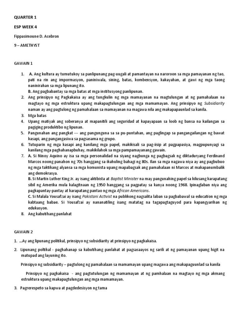 Esp 9 - Week 4 | PDF