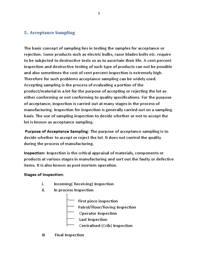 Acceptance Sampling Plans Explained | PDF | Sampling (Statistics) | Randomness