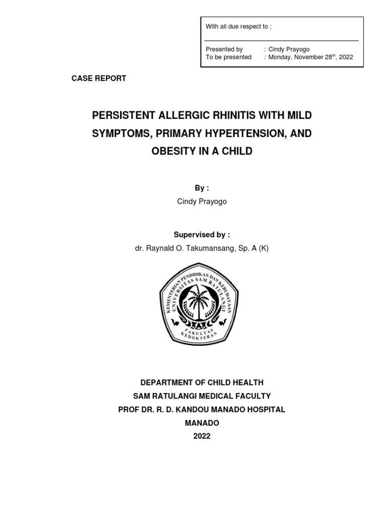 A Case Report on Persistent Allergic Rhinitis, Primary Hypertension ...