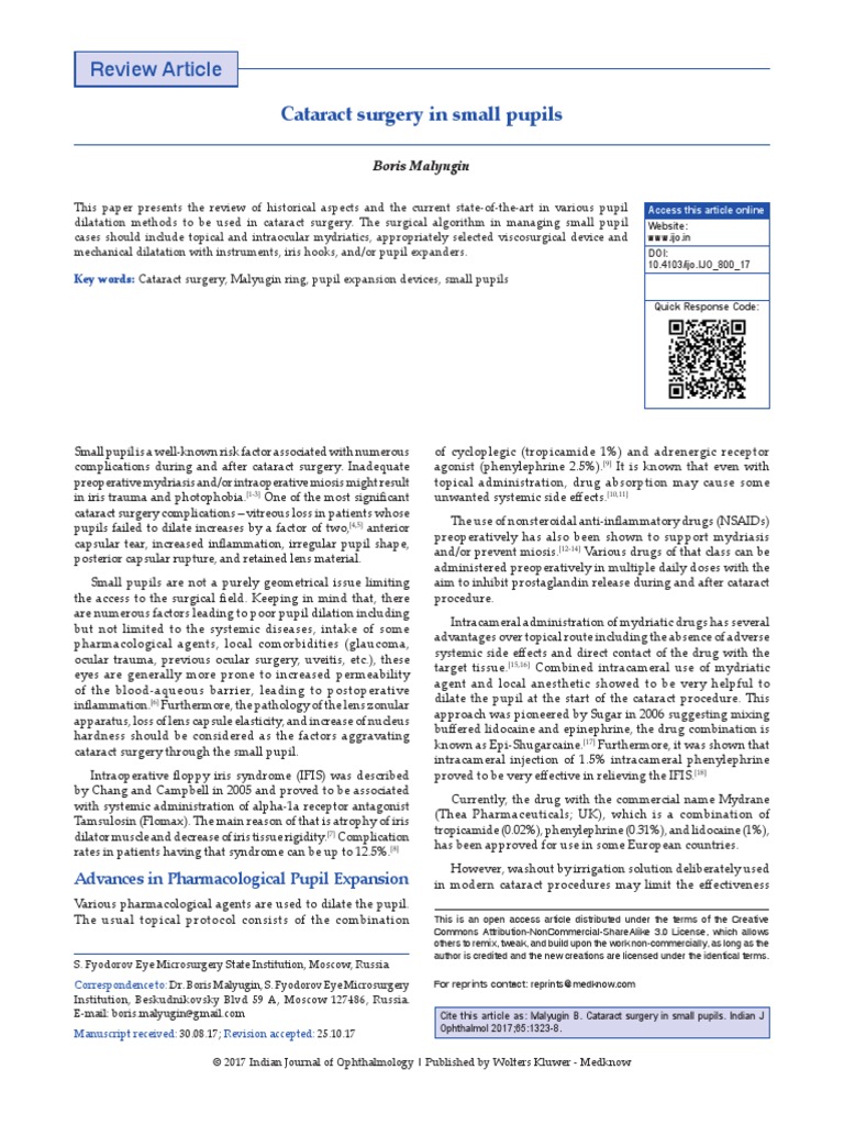 Cataract Surgery With Small Pupil | PDF | Glaucoma | Surgery