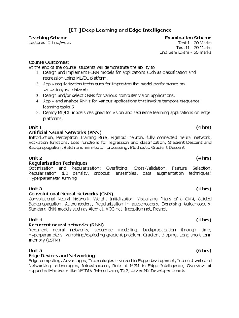 Syllabus - Deep Learning and Edge Intelligence | Download Free PDF ... Syllabus - Deep Learning and Edge Intelligence | Download Free PDF ...