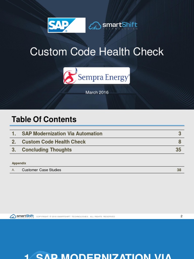 SAP Smartshift Custom Code Health Check - Sempra 3.22.16 | PDF | Program Optimization | Computer ...