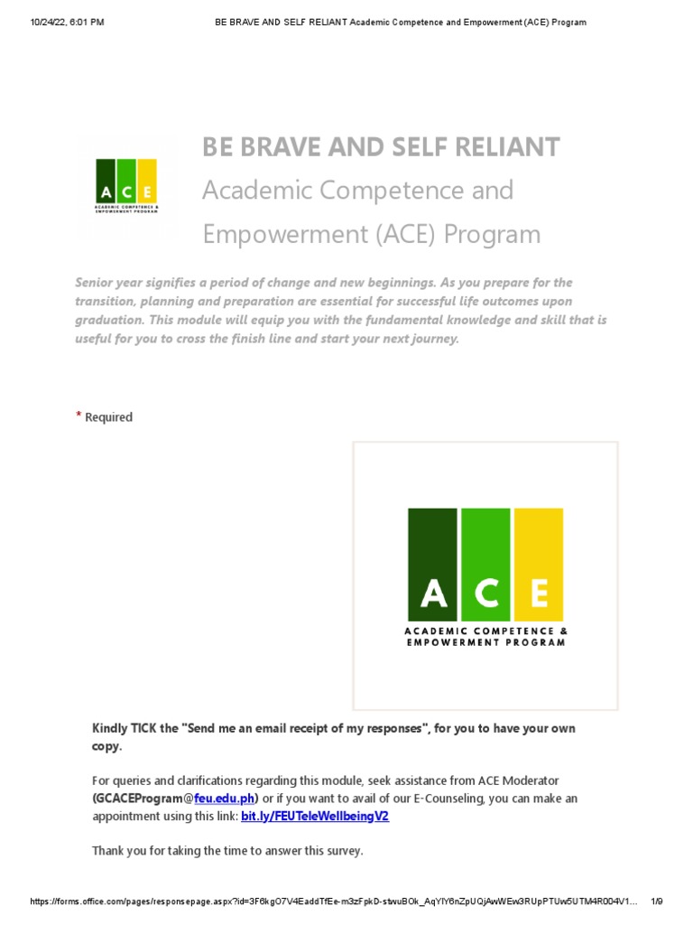 Be Brave and Self Reliant Academic Competence and Empowerment (Ace ...