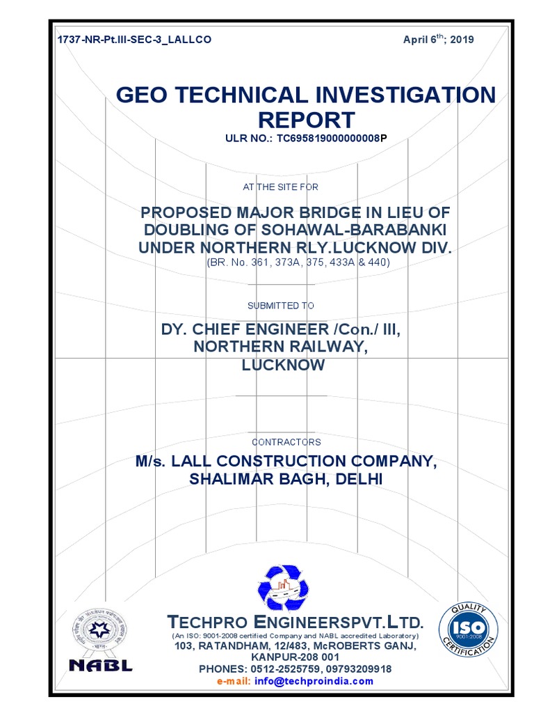 Geotechnical Investigation Report for Bridges | PDF | Deep Foundation | Geotechnical Engineering