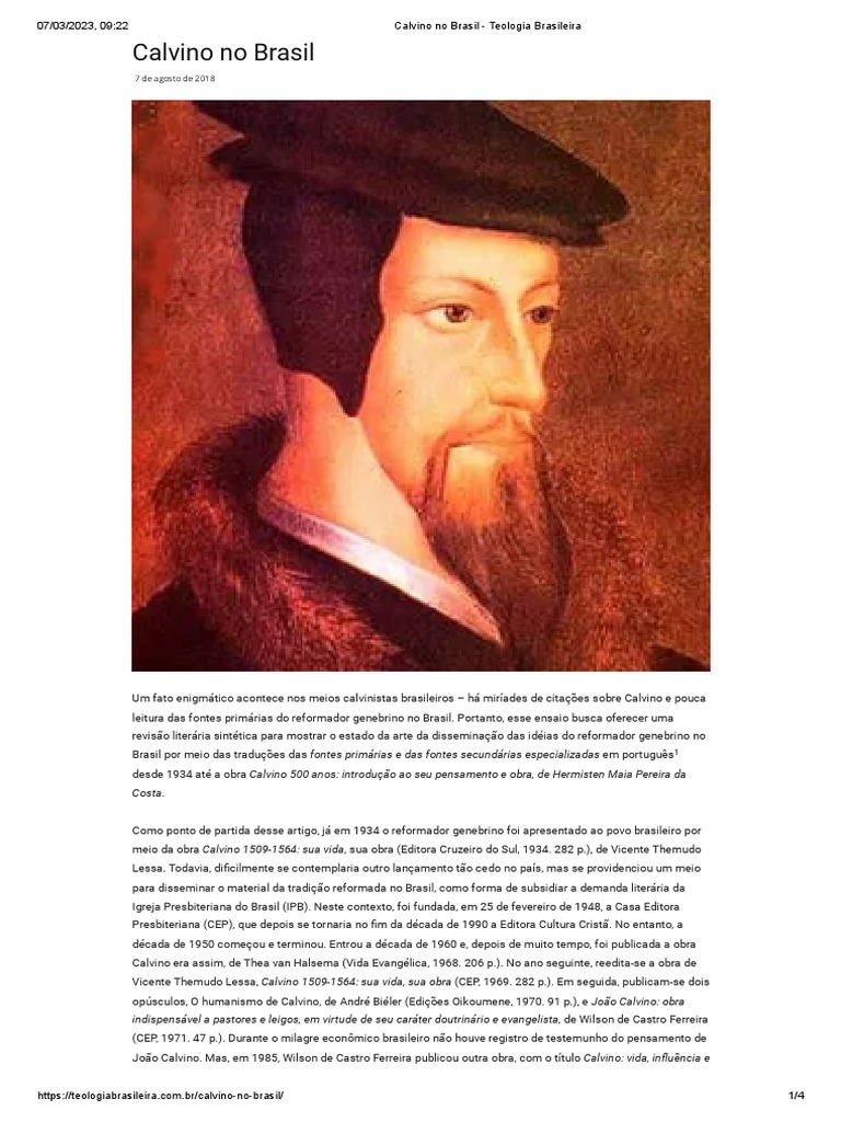 2018 - DOS SANTOS, G. C. - Calvino No Brasil | PDF | João Calvino | Science